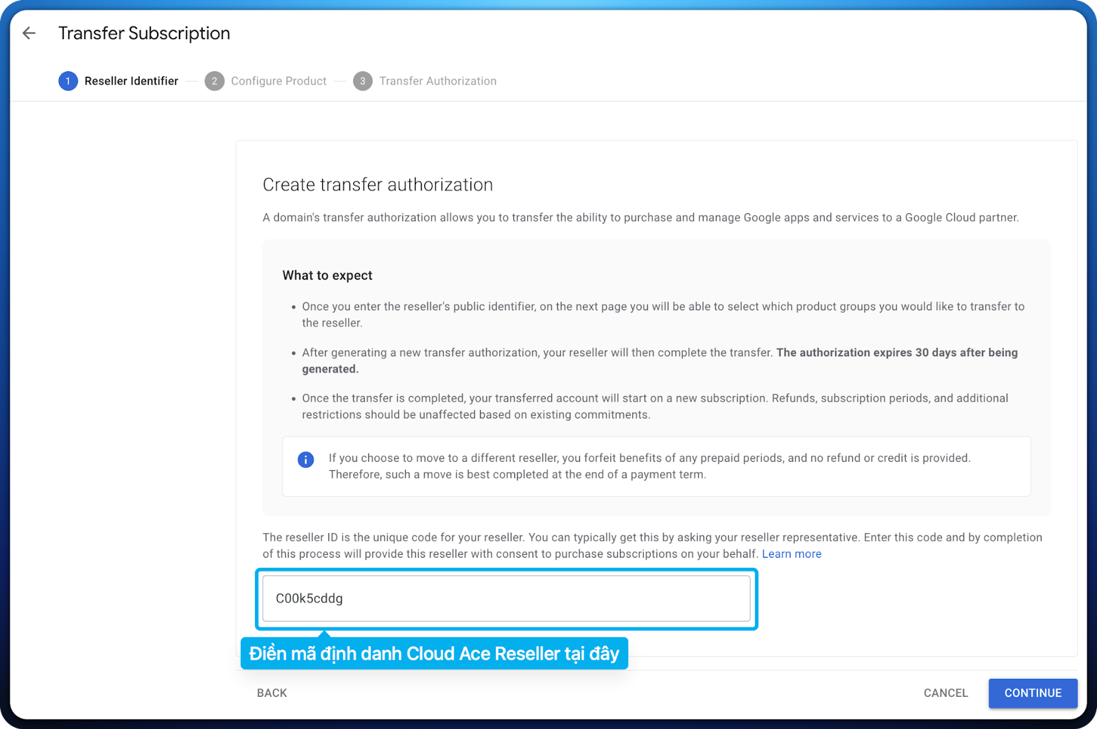 [GWS] [Transfer Billing] Chuyển thanh toán về Cloud Ace – Cloud Ace Support Center